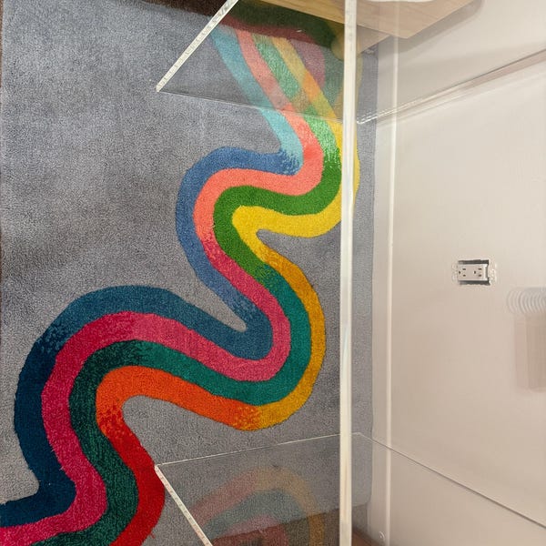 Handmade Colorful Duck Tufted Rug | Unique Checkered & Waves Design ...