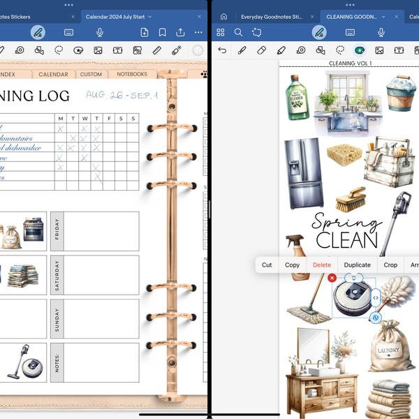 CLEANING Digital Planner Stickers Chores Goodnotes Noteful Png - Etsy
