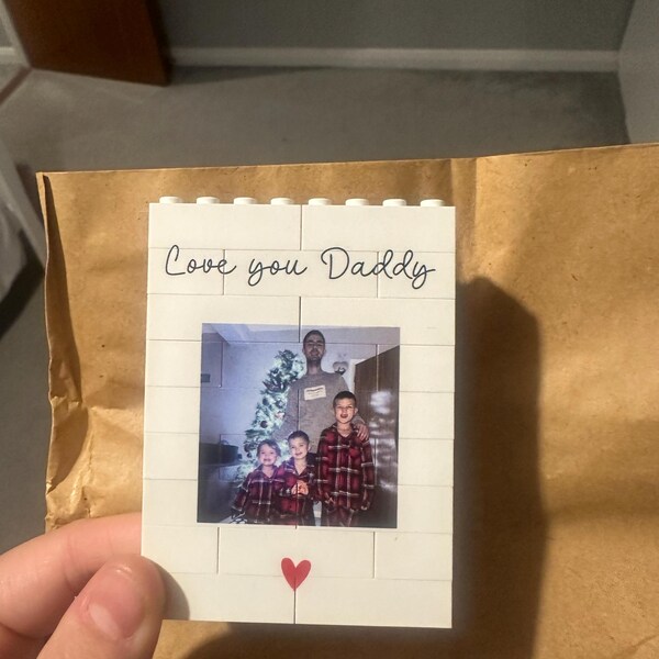 Personalised Daddy & Me LEGO® Brick Photo Block, Gift for Dad, White ...