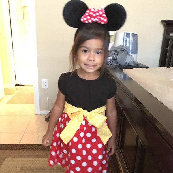 Minnie Dress**mickey Mouse Dress**toddler Girls Dress**black, Red Polka ...