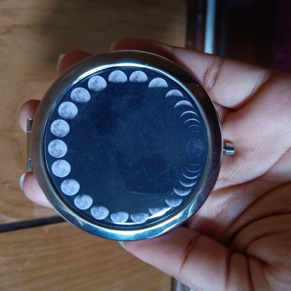 Moon Phases Compact Mirror - Celestial Outerpace - Make up Pocket ...