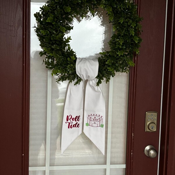 Monogrammed Wreath Sash Customized Wreath Sash Tan Initial Wreath Sash ...