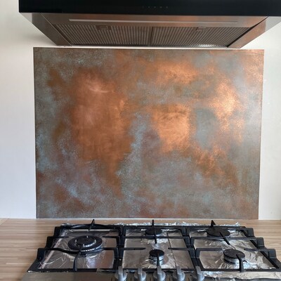 Kitchen Splashback Aged Copper Effect misty Blues - Etsy