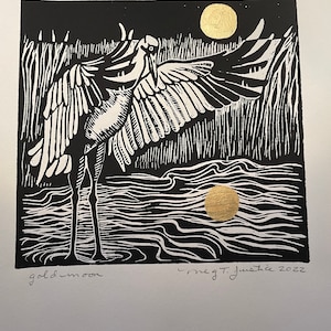 The River Ballet Linocut in Blackotter Linocutkingfisher - Etsy