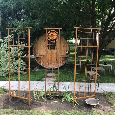 Large Plant Trellis Rusty Steel Garden Trellis 72x27'' Japanese Art ...