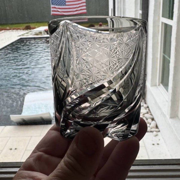 Hand Cut Edo Kiriko Amethyst Crystal Whisky Glass, Vintage Bourbon ...