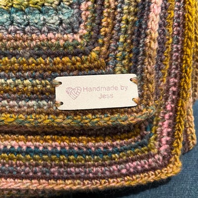 Personalised Square Tags, Handmade Tags, Custom Crochet Tags, Fabric ...
