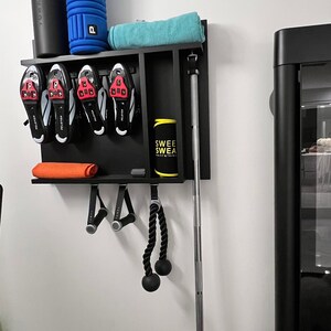Exercise Room Organizer Shelving With Hooks for Shoes and | Etsy