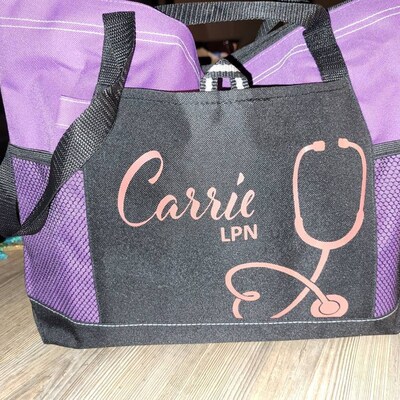 Custom Nursing Bag With Name and Stethoscope, Personalized Nurse Bag ...