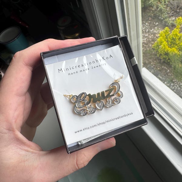 Personalized Double Name Plate in Sterling Silver With Gold Plated - Etsy