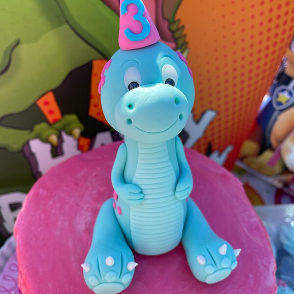 Fondant T-rex Dinosaur Animal Cake Topper 1st Birthday Baby Shower ...
