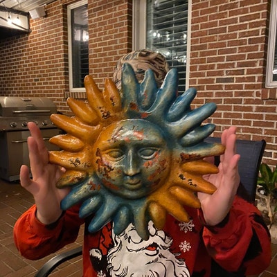 Old World Clay Sun-14 Inches-hand Painted-garden-handmade-garden Decor ...