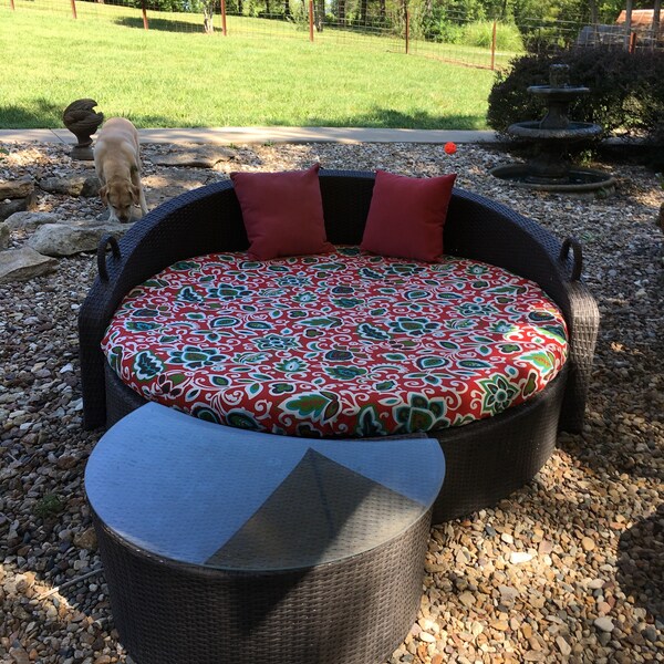 Round Outdoor Daybed Drawstring Cover - Daybed Cover - Washable ...