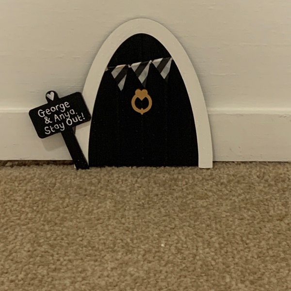 Mouse Hole, Miniature Wooden Door, With Bunting and Personalised Sign ...