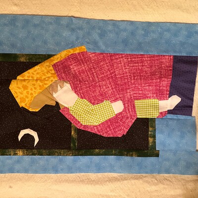 Sleepy Bear Baby Quilt, Sleepy Bear FPP Pattern, PJ Bear, Sleeping Cap ...
