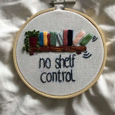 PDF PATTERN No Shelf Control, Beginner Embroidery Pattern, Bookworm ...