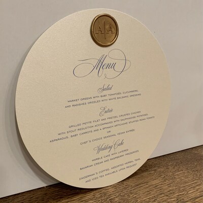 Set of 50 Round Menus 8 Inch Round Wedding Menu Card for Charger - Etsy