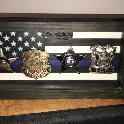 Thin Blue Line 4 Badge Display Shadow Box - Etsy