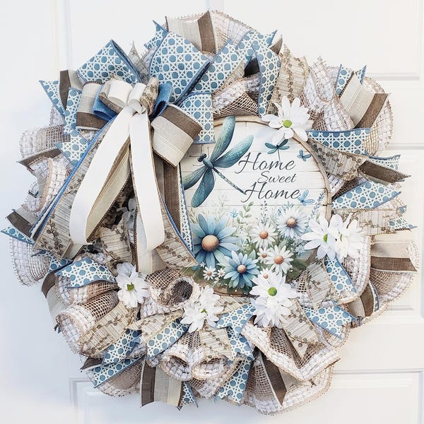 Home Sweet Home Magnolia Wreath Sign, Floral Wreath Sign, Spring Wreath ...