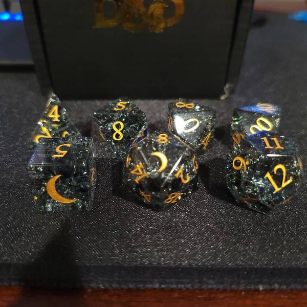 Natural Stone Dnd Full Dice Set Tiger Eye Dnd Dice Set Sorcerer ...