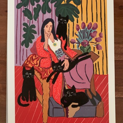 The Cat Lady Art Print - Etsy UK
