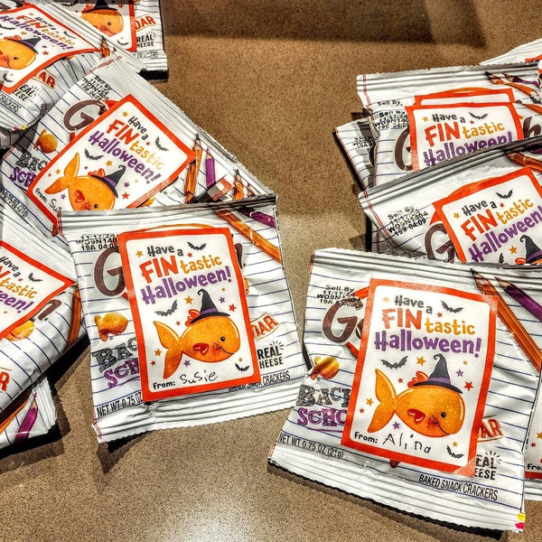 Printable Halloween Tags Trick or Treat Bag Goldfish Tags Halloween ...