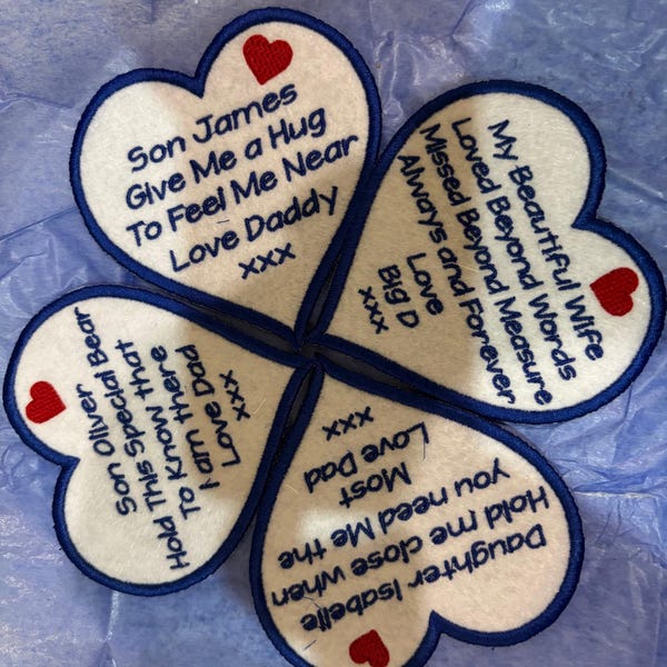 Personalised Heart Shaped Memory Patch Memory Bear Patch Memory Cushion ...