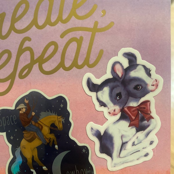 Two Headed Calf Sticker | Creepy Cute Mutant Cow Oddity Art on ...