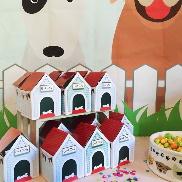 Puppy Party Favor Printable Gift Box Template, Dog House Gift Box, Dog ...