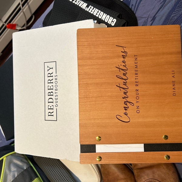 Personalized Retirement Book - Wooden Guest Book With Custom Engraved ...