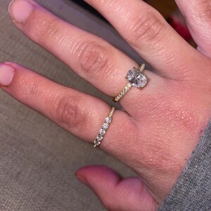 Dainty CZ Stacking Ring, Gold Minimalist Ring, CZ Ring, Simple Diamond ...