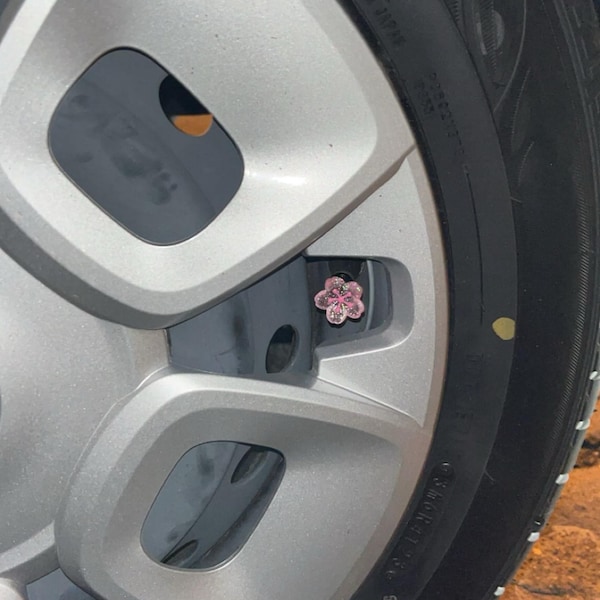 Pink Cherry Blossoms Car Valve Cap Set, Sakura Cherry Blossom Tire ...
