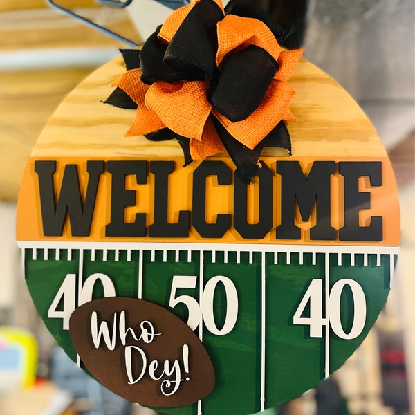 Welcome Football, Digital Download, Round Door Hanger Svg, Glowforge ...