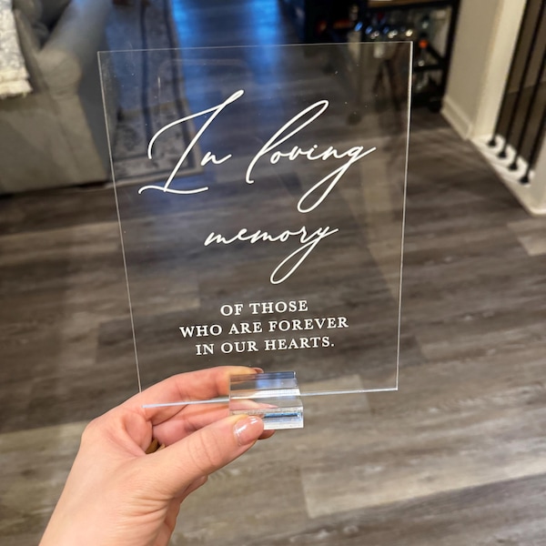 In Loving Memory Sign, Acrylic Memory Sign, Lucite Memory Sign, in ...