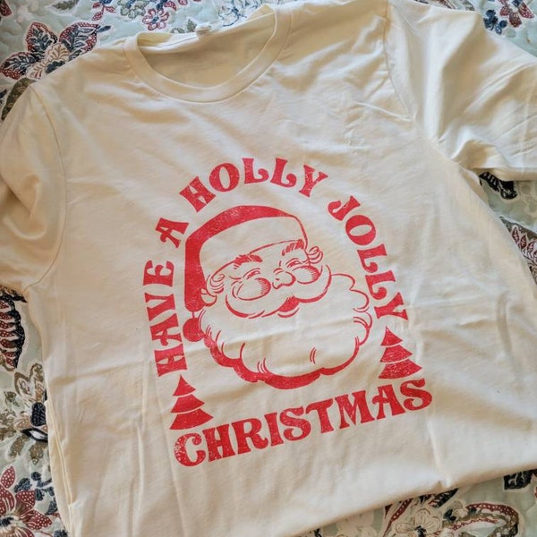 Retro Santa Tee, Santa Tee, Vintage Graphic Tee, Merry Christmas Shirt ...
