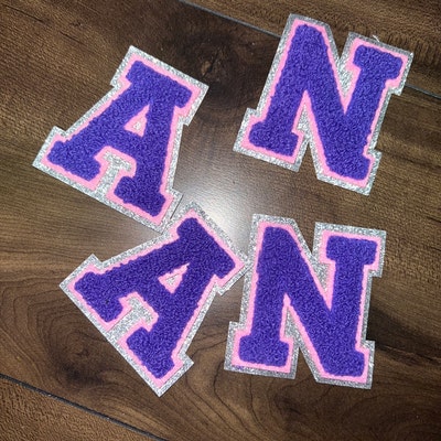 New Arrival, PURPLE Chenille,silver Glitter, W/pink Felt, Size 2.75 ...