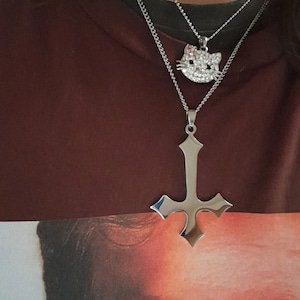 Black Gothic Inverted Cross Including Chain - Etsy