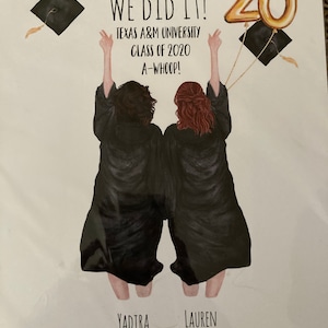 2 Best Friends Personalized Graduation Print Friends Graduation Gift ...