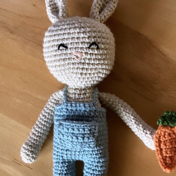 BUNNY IN OVERALLS Crochet Pattern - Digital Download - Amigurumi Bunny ...