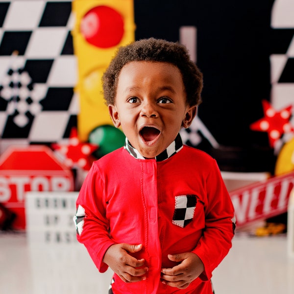 Red Race Car Driver Outfit, Race Car Themed Photo Props, Baby Race Car ...