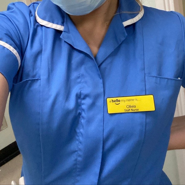 Personalised Hello My Name is Yellow Name Badge Resin Finish Premium ...