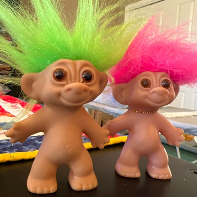 Vintage Ace Novelty Treasure Troll Doll, Red Hair, Red Star Jewel, Pink ...