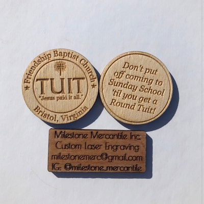 100 Custom Round Tuit Tokens Your Company or Church Name and - Etsy