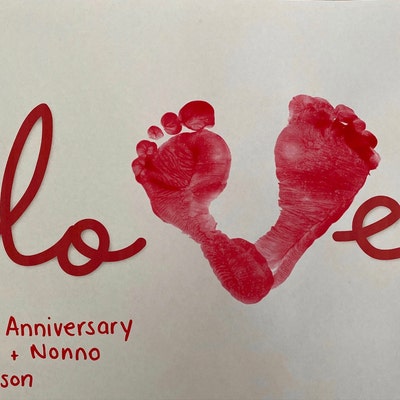 Love Footprints / Heart Love Valentine / DIY Craft Art Card / Baby Kids ...