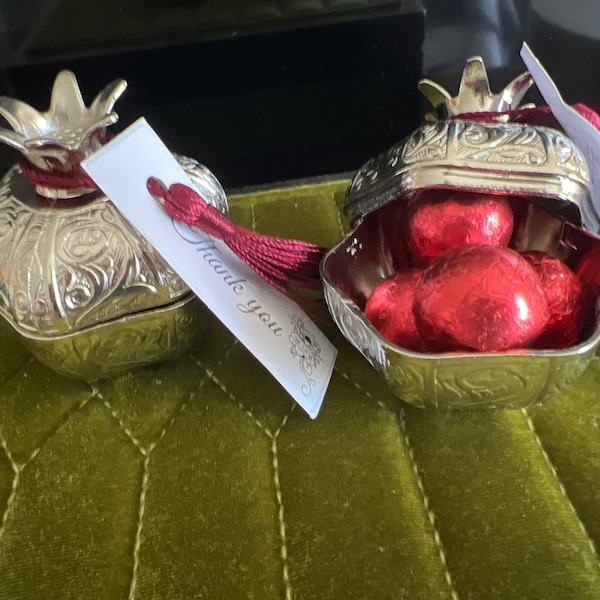 Silver Pomegranate Boxes| Trinket Boxes| Unique Wedding Favors| Rustic ...