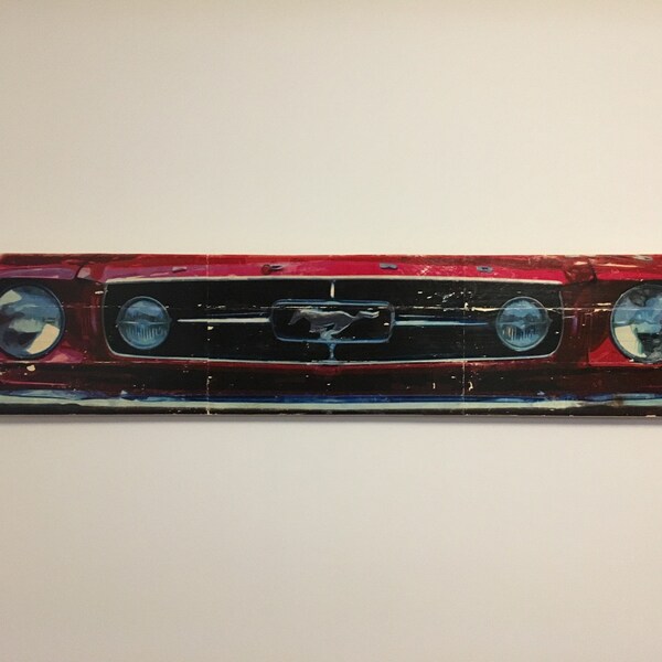 Large Ford Mustang Car Wall Art on Solid Wood Boards - 48" X 11 ...