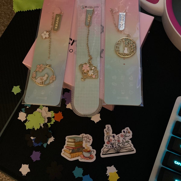 Charm Metal Bookmark With Clip | Cute Style Metal Bookmarks | Chain ...