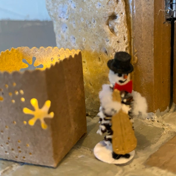 Tiny Christmas Putz Glitter Barn W/ Silo - Dollhouse Miniature 1:12 ...