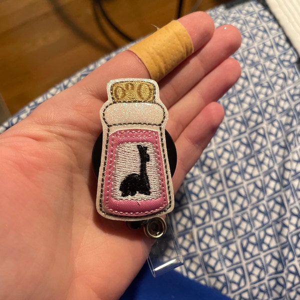 Llama Extract Bottle Nurse Badge Reel, Embroidered Retractable ID ...