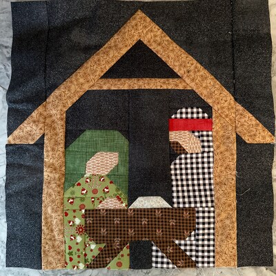 Nativity Scene Baby Jesus, Mary and Joseph Christmas Quilt Block ...